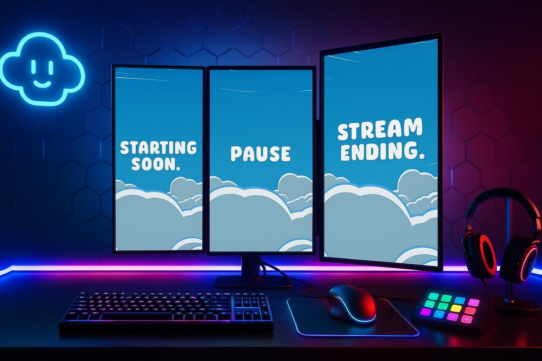 Sky Blue Stream Overlay Pack – Starting, Paused & Ending Screens ...