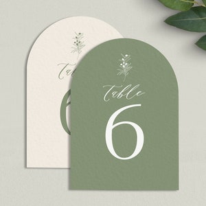Ettie Arch Wedding Table Number Pack Olive Green Arch Shaped Table ...