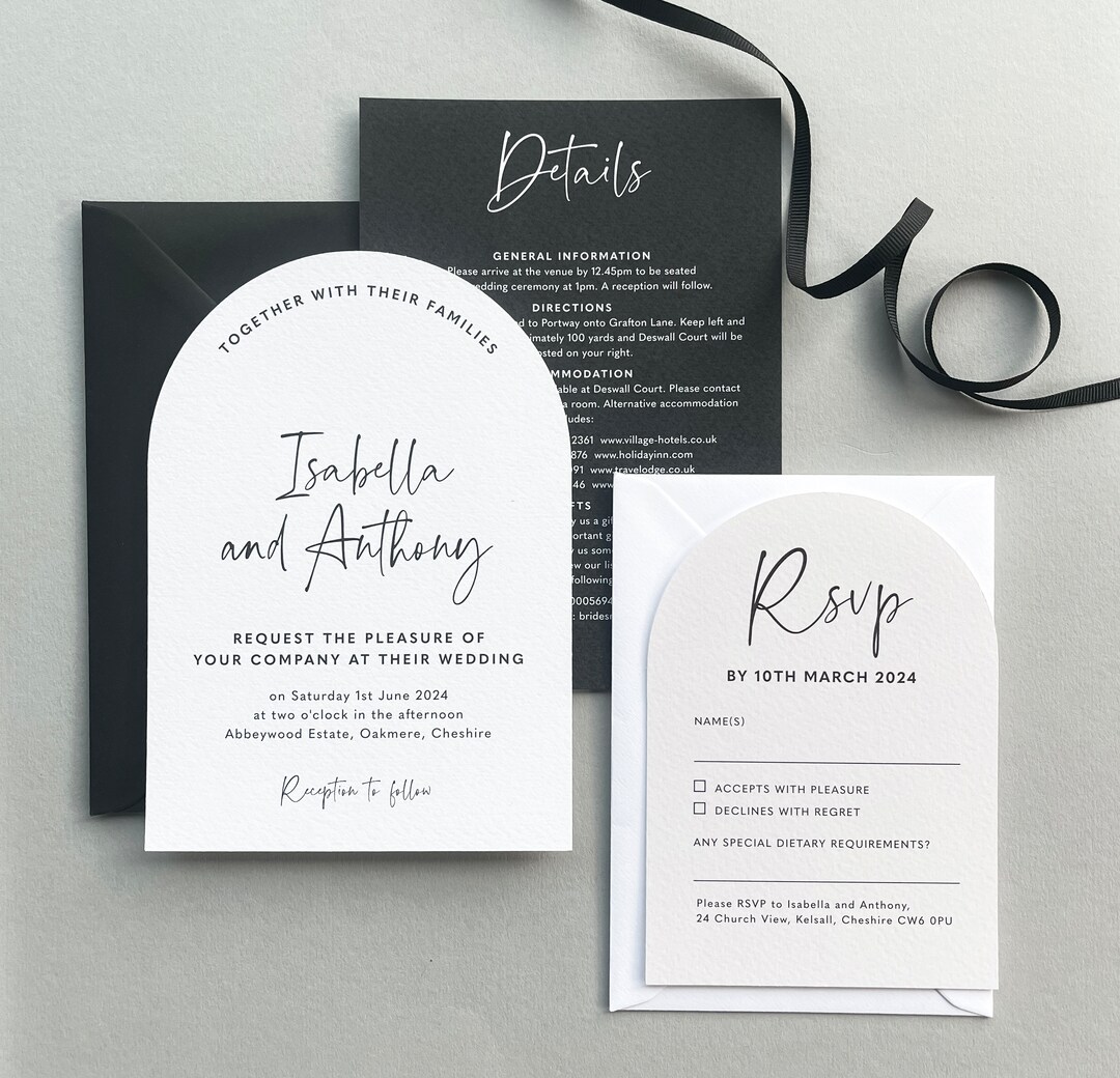 Reine Minimalist Arch Wedding Invitations, Arched Wedding Invites ...