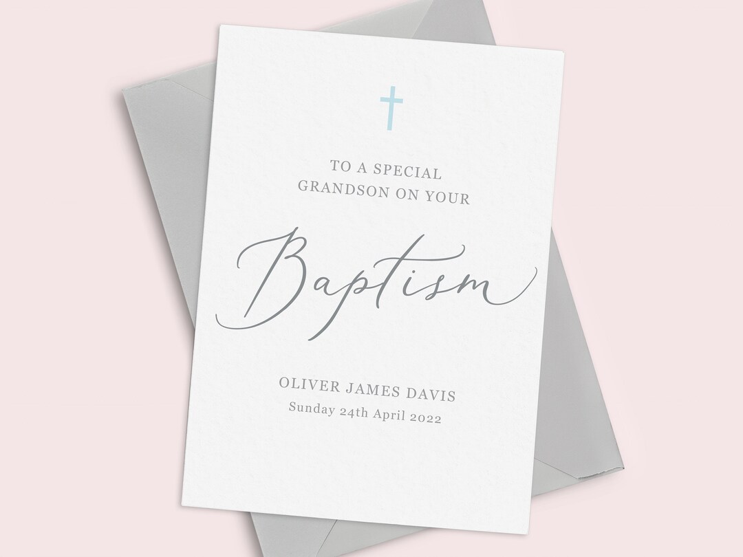 Grandson Baptism Card Religious Card Christening Card Personalised Card ...