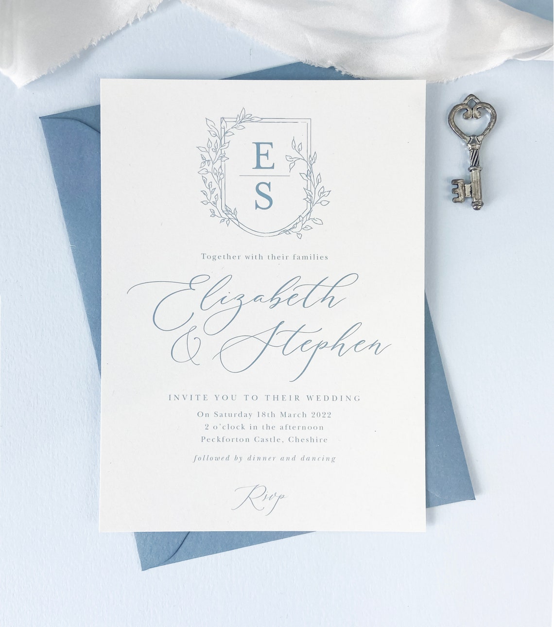 Vintage Crest Wedding Invitations Monogram Wedding | Etsy UK