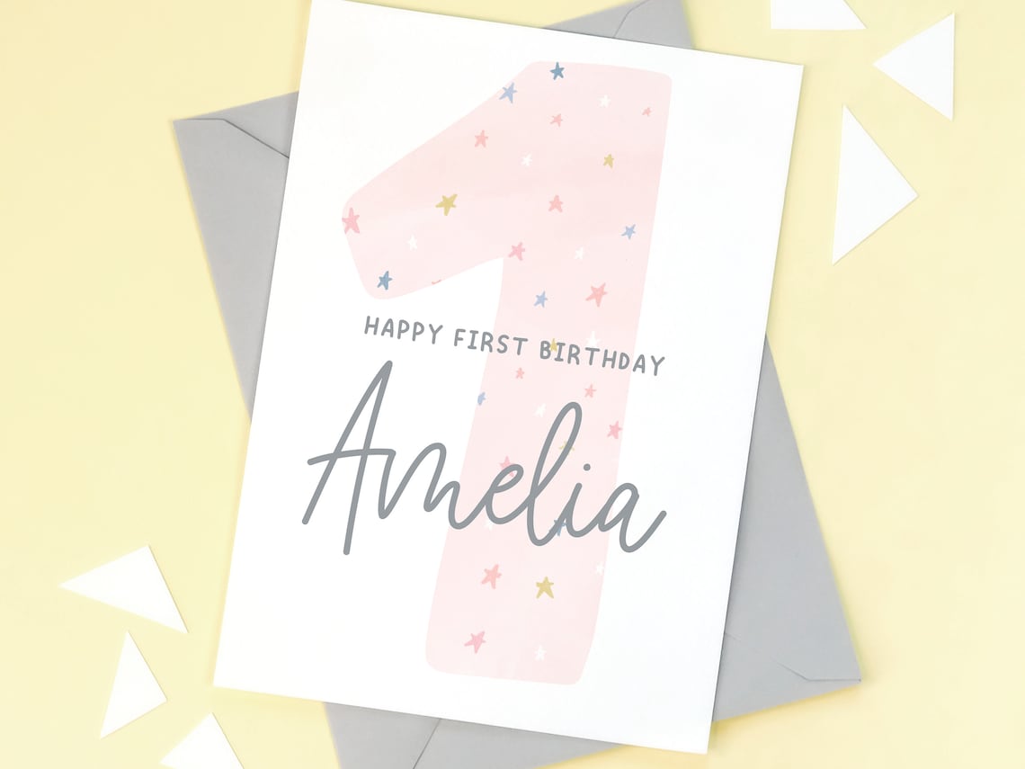 1st Birthday Card for Girls Baby's First Birthday | Etsy