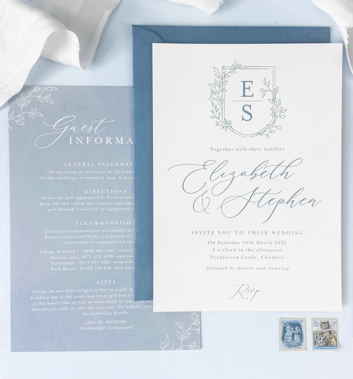 Vintage Crest Wedding Invitations Monogram Wedding | Etsy UK