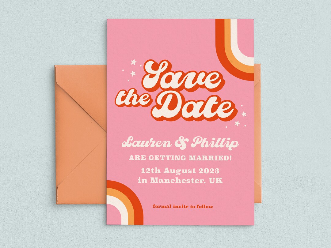 Groovy 70's Wedding Save the Date Cards Retro Wedding - Etsy