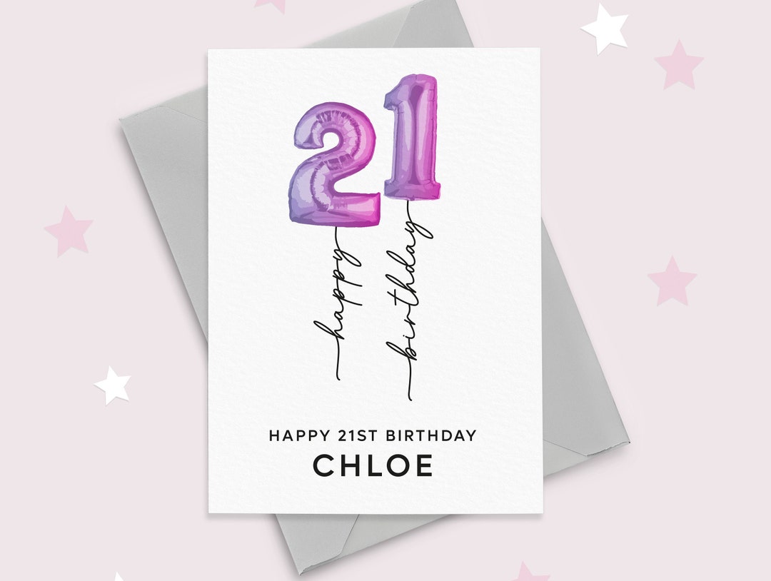 21st Birthday Card, Girls 21 Birthday Card, Milestone Birthday Card ...