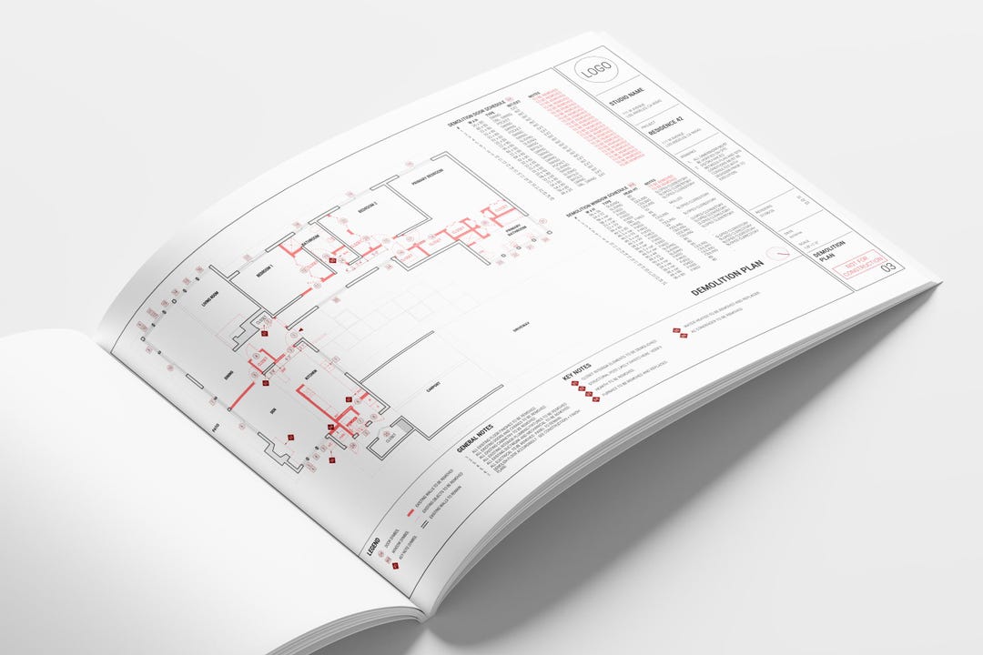 DEMOLITION PLAN 17x11 | Interior Design Autocad Plan Template - Etsy