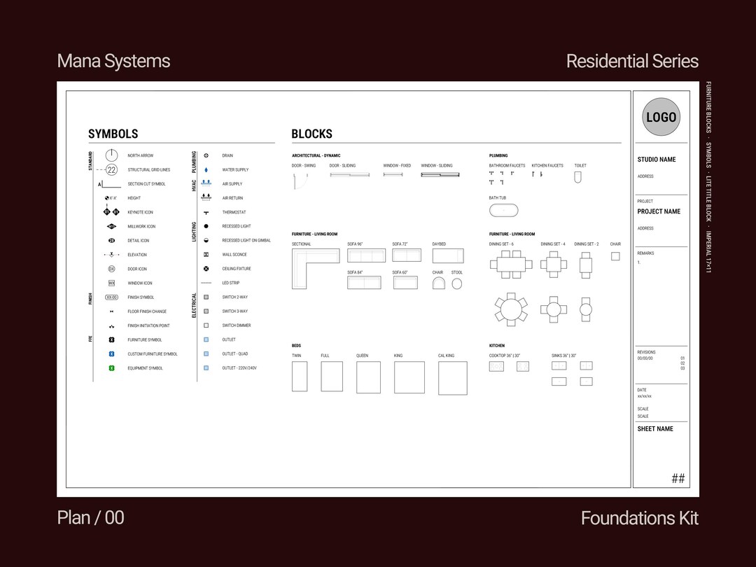 Interior Drafting Foundations Kit (autocad Template - Imperial 17x11 ...