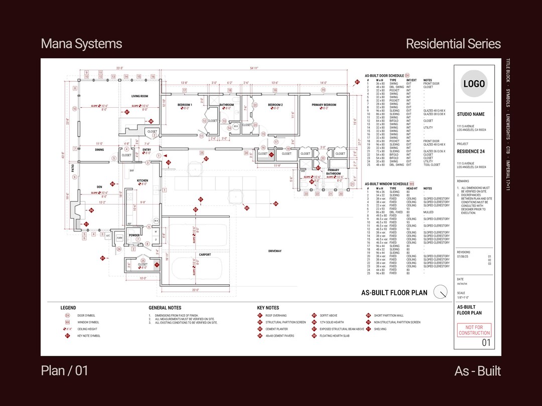 AS-BUILT PLAN 17x11 | Interior Design Autocad Template - Etsy