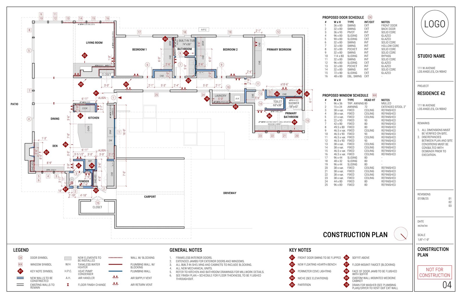 CONSTRUCTION PLAN 17x11 | Interior Design Autocad Plan Template - Etsy