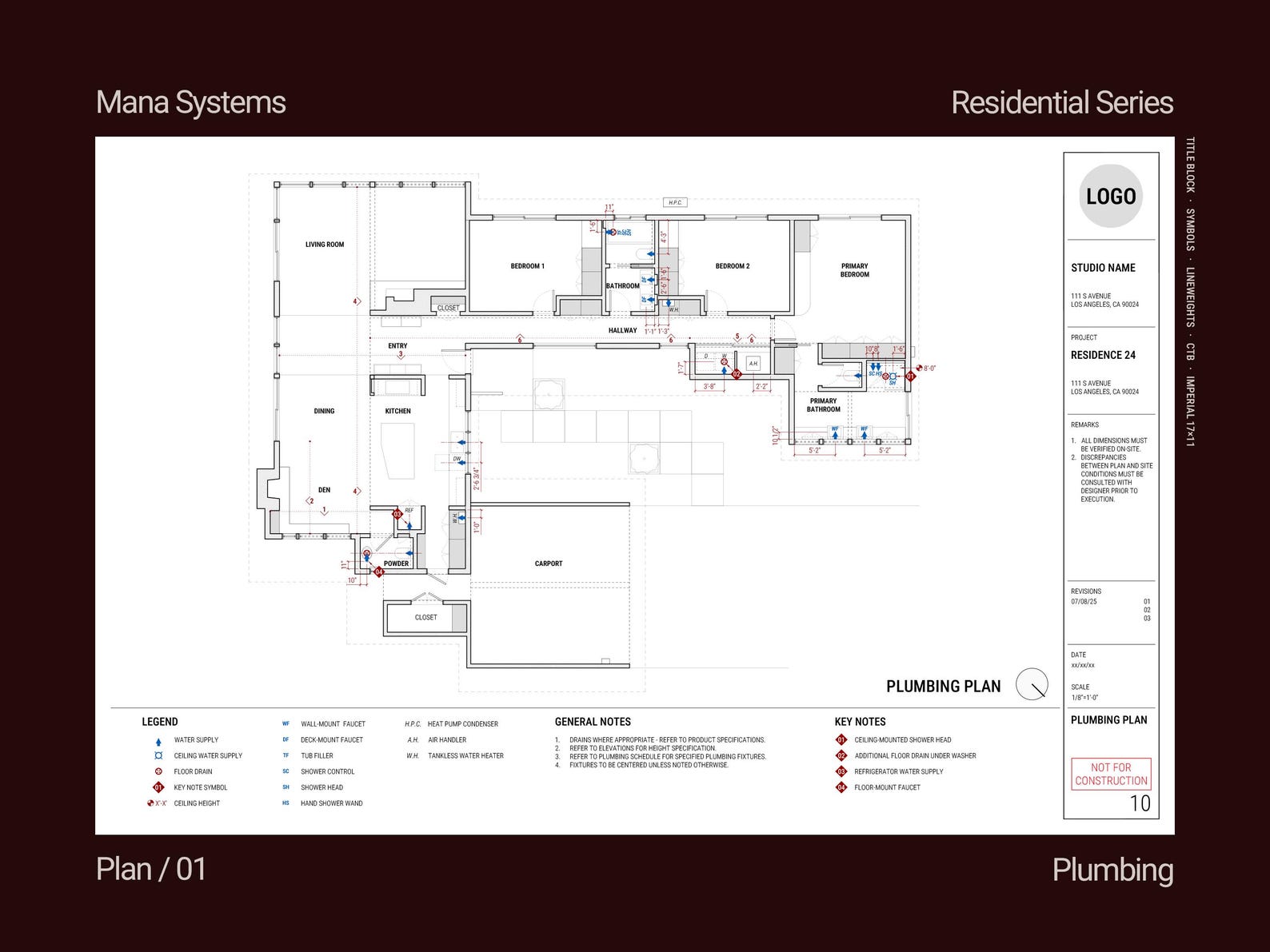 PLUMBING PLAN 17x11 | Interior Design Autocad Template - Etsy