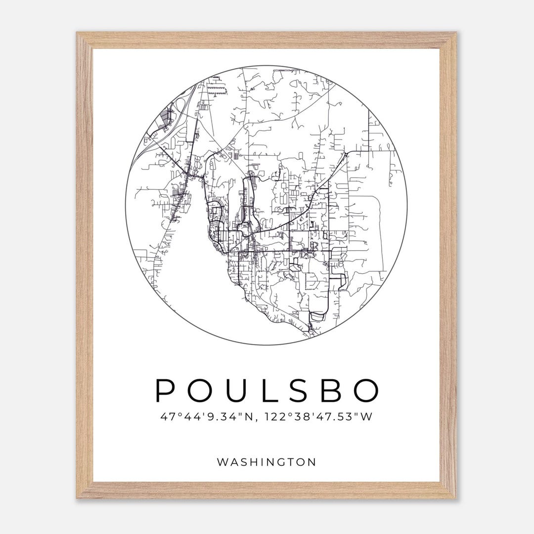 Framed Poulsbo Map Poster – Modern Home Decor Gift - Etsy