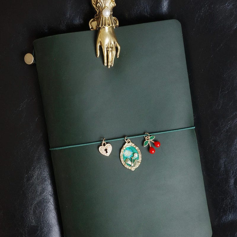 Green Leather Journal Charm - Etsy