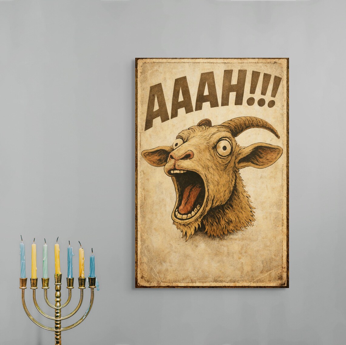 Vintage Screaming Goat Wall Art, Funny Animal Print, Retro Humor Poster ...