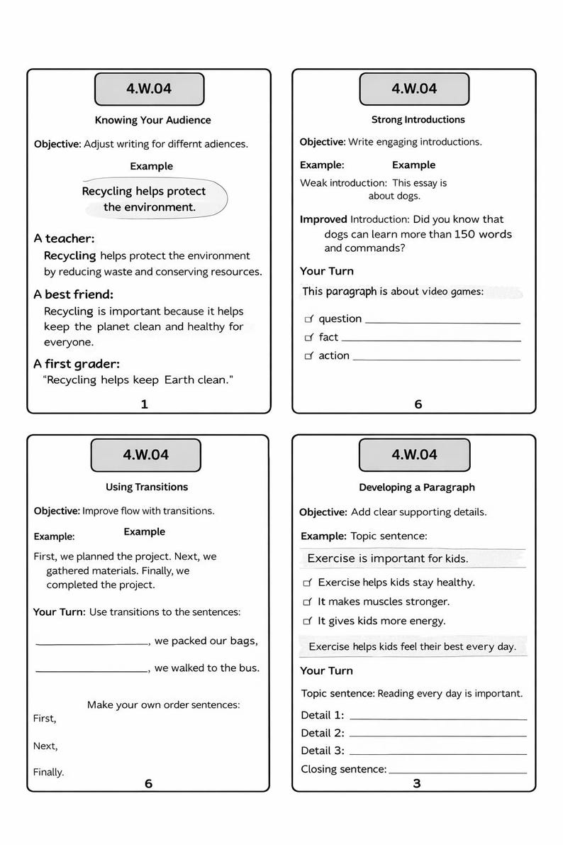 4th Grade Writing With Purpose | Printable Writing Packet - Etsy