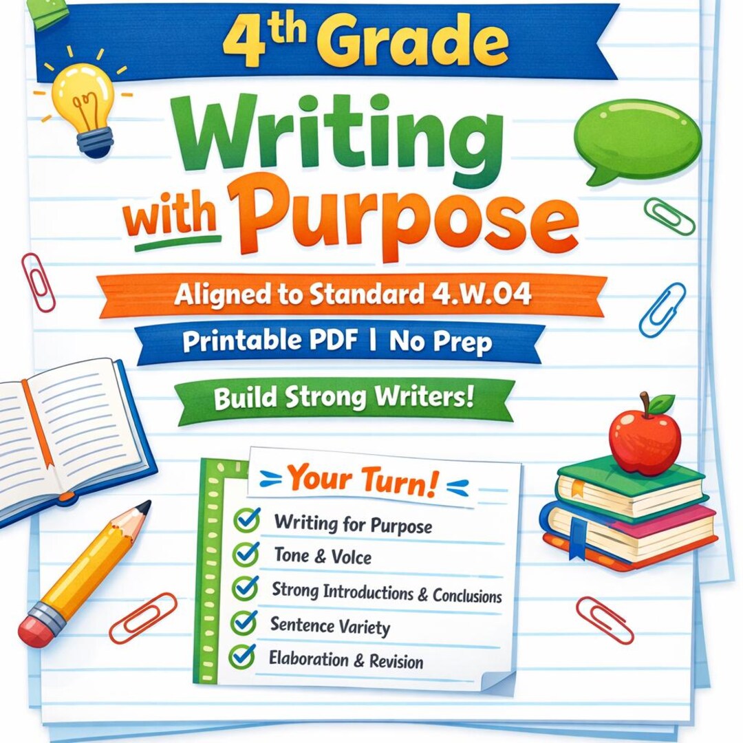 4th Grade Writing With Purpose | Printable Writing Packet - Etsy