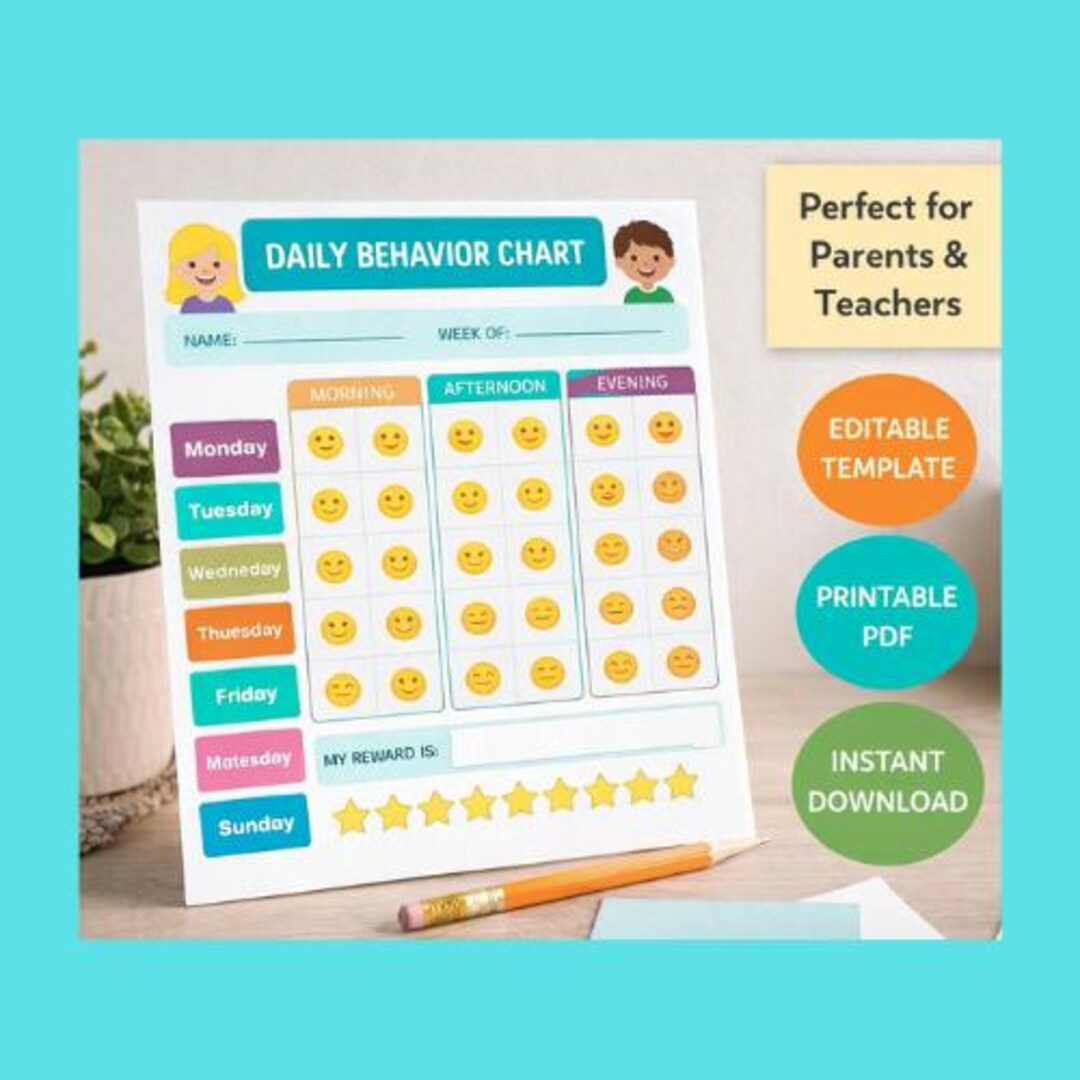 Daily Behavior Chart/boys @ Girls Version - Etsy