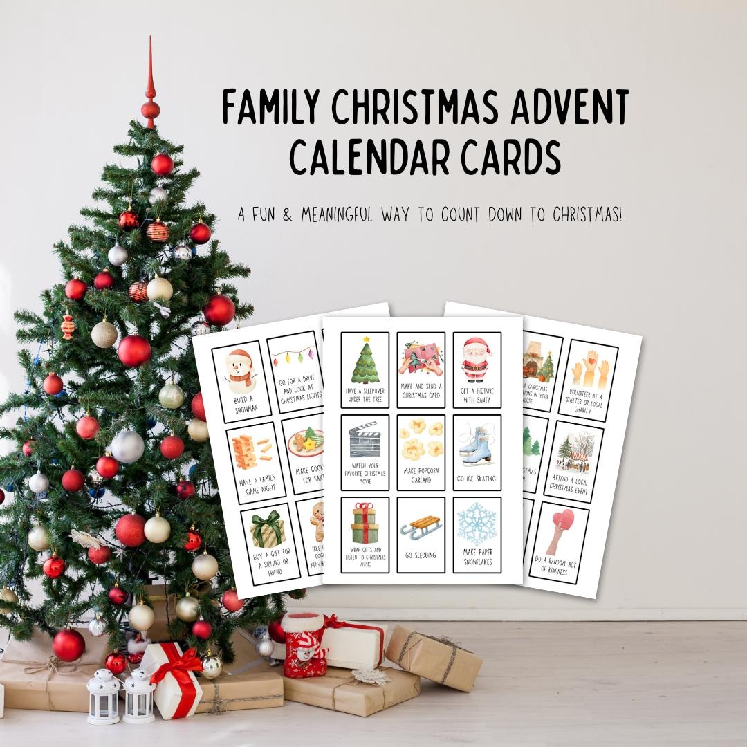 Family Christmas Advent Calendar Cards – Printable PDF - Etsy