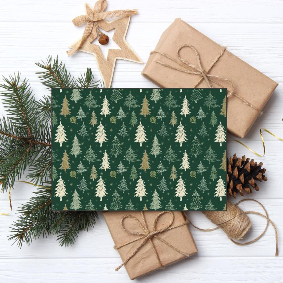 Christmas Tree Forest Pattern Canva Template - Etsy