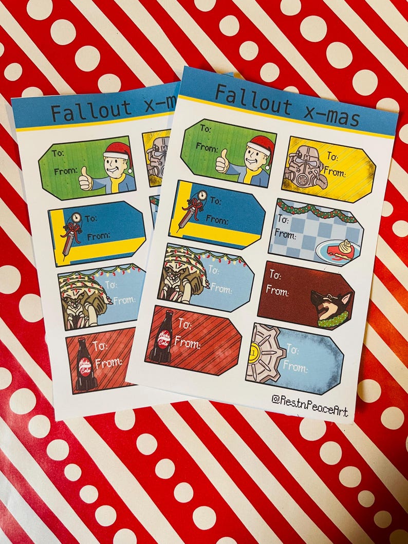 Fallout Christmas Tag Sticker Sheet - Etsy