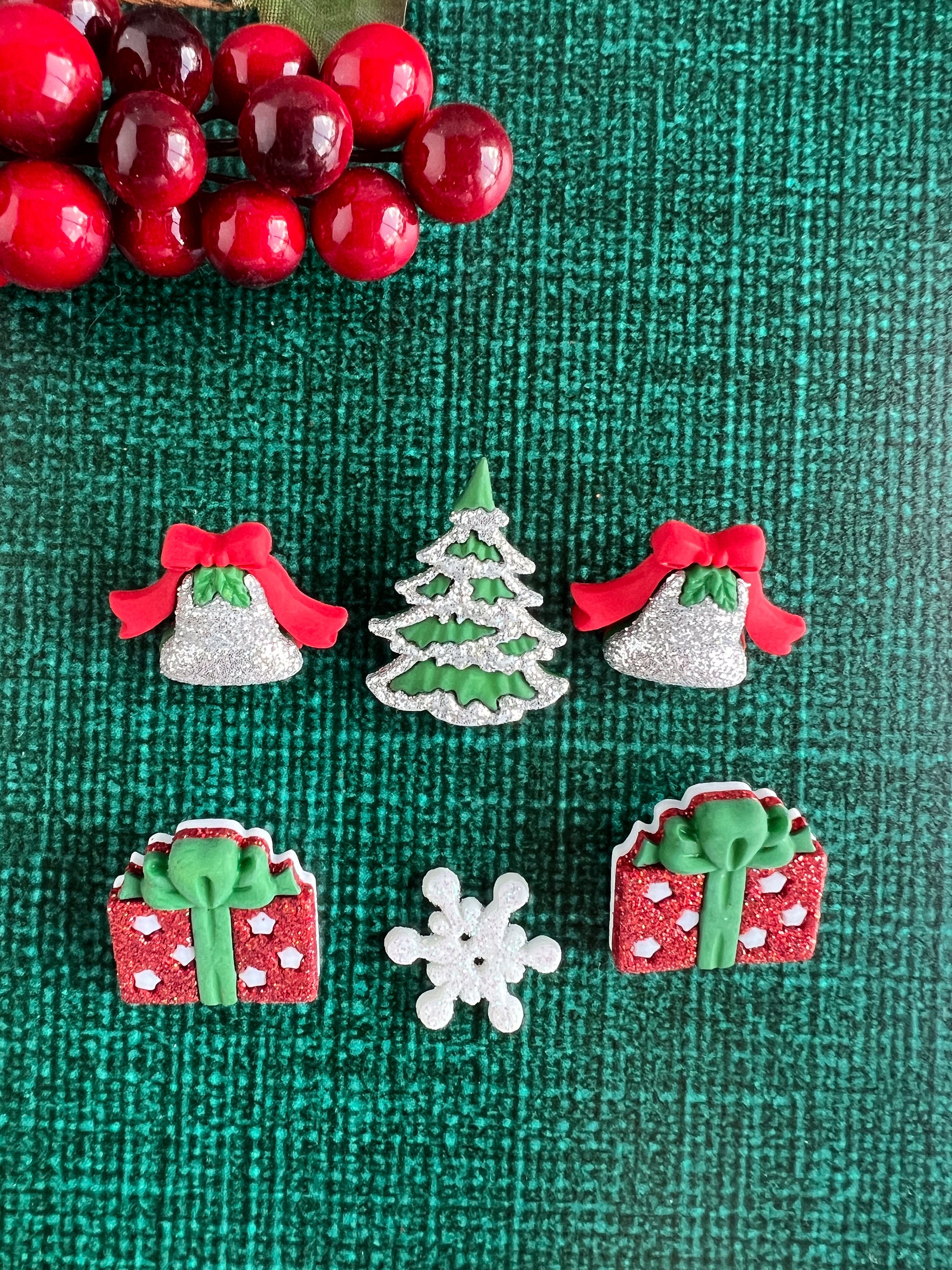 Christmas Buttons - Glittery Christmas Collection of Buttons - Holiday ...