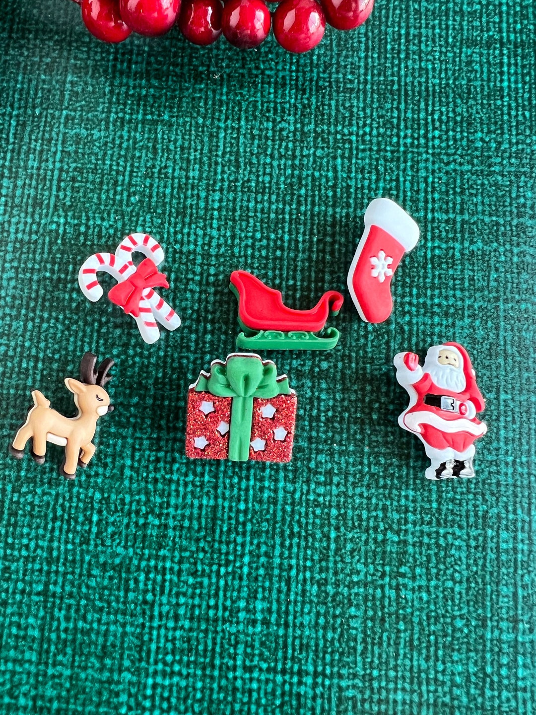Christmas Shank Buttons - Santa, Reindeer, Sleigh - Holiday Trim - Etsy