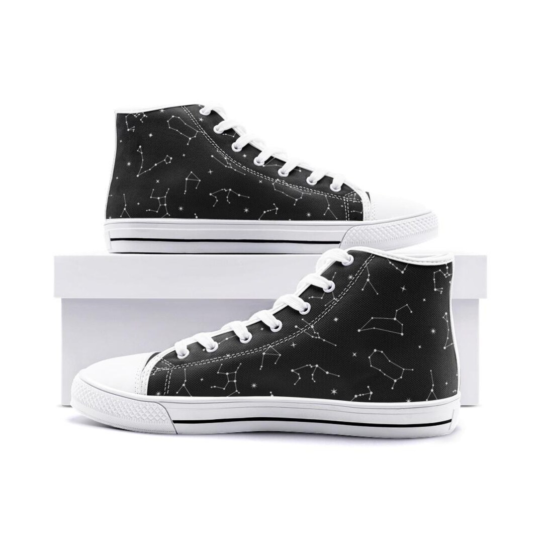 Constellation Print High Top Canvas Sneakers • Night Sky Unisex Shoes ...