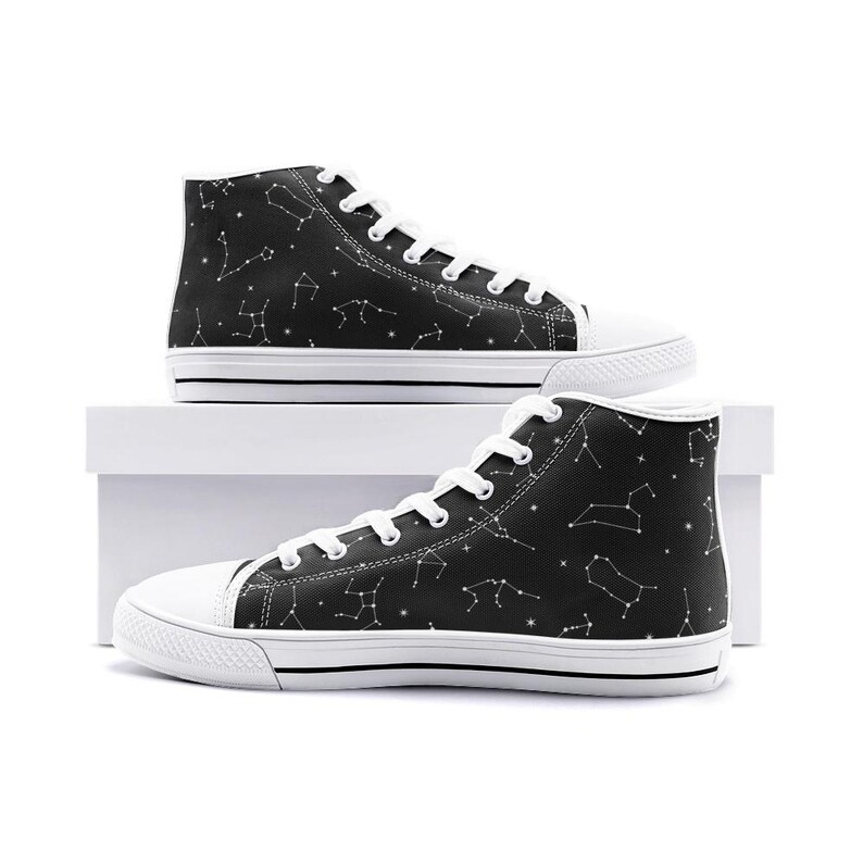 Constellation Print High Top Canvas Sneakers • Night Sky Unisex Shoes ...