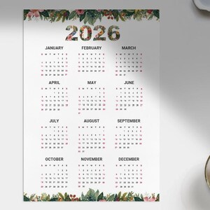 2026 Printable Calendar BOHO | Boho and Flowers Design PDF | Instant ...