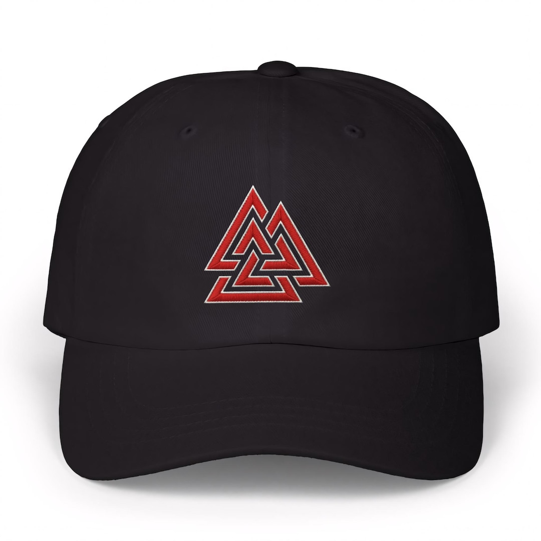 Norse Valknut Asgard Symbol Embroidered Baseball Cap | Red Triangle ...