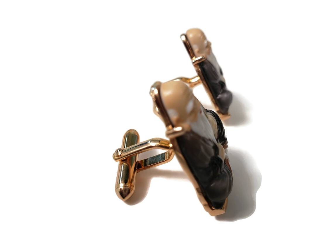 Toshikane God of Wisdom Porcelain Arita Swank Gold Plated Cufflinks - Etsy