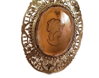 Amber Glass Cameo | Etsy