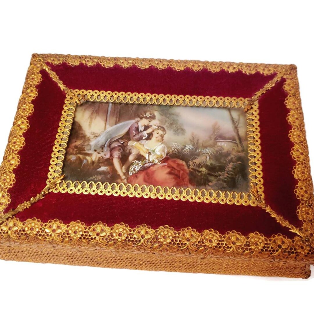 Hand Painted Italian Filigree Jewelry Box - Etsy