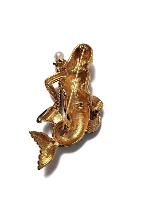 Trifari 1997 Gold Enamel Mermaid Brooch - Gem