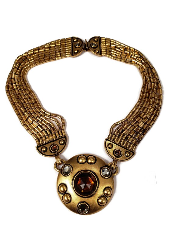Ben Amun Multi strand Gold Amber Stone Necklace and E… - Gem