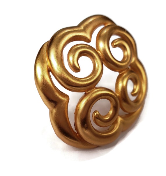Vintage matte brushed gold Anne Klein Swirl brooch - Gem