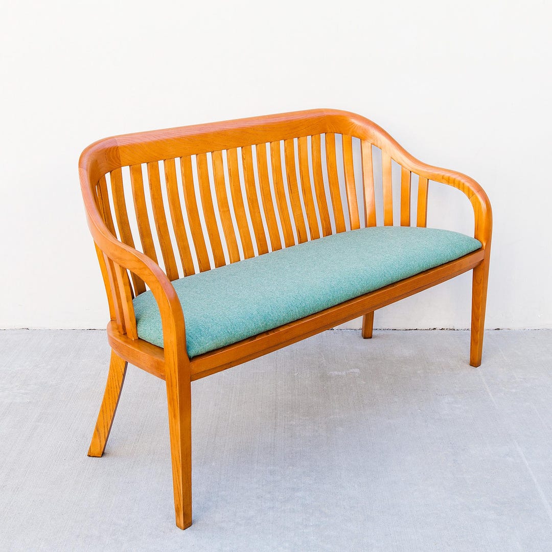 Vintage Solid Oak Bankers Bench by Ward Bennett for Geiger Brickel - Etsy
