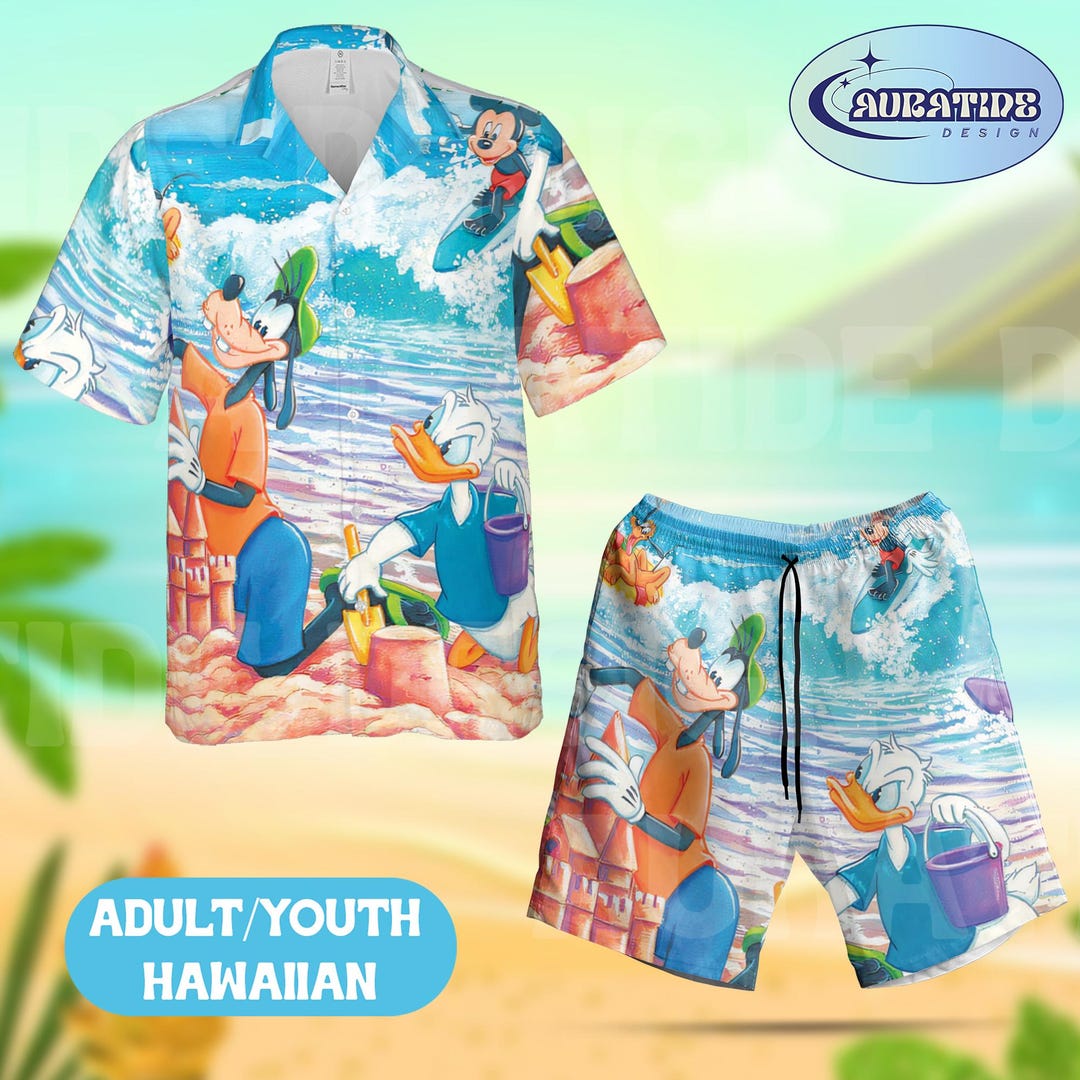 Mickey & Friends Hawaiian Set, Lilo Stitch Beach Outfit, Custom Name ...