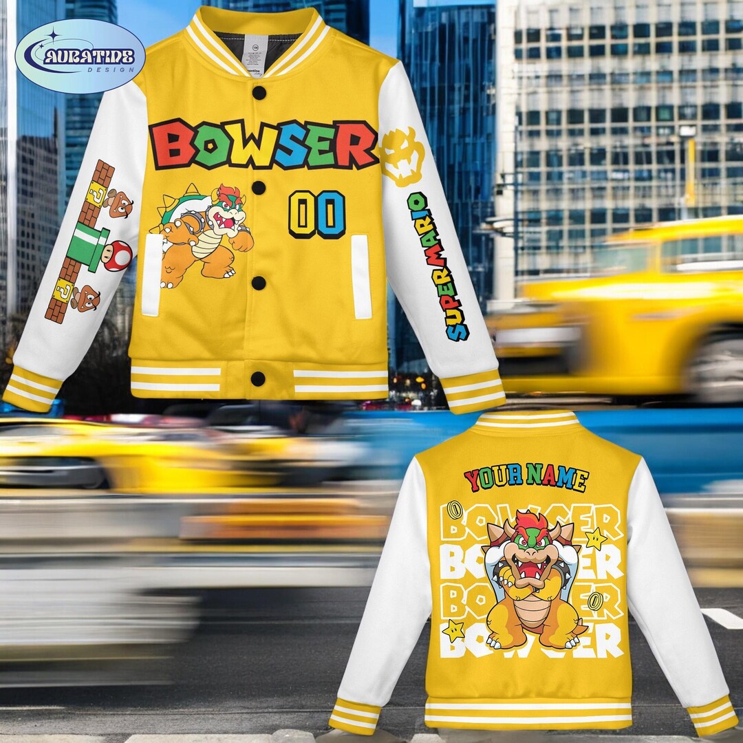 Custom Bowser Varsity Jacket, Personalized Name Number, Gamer Cartoon ...