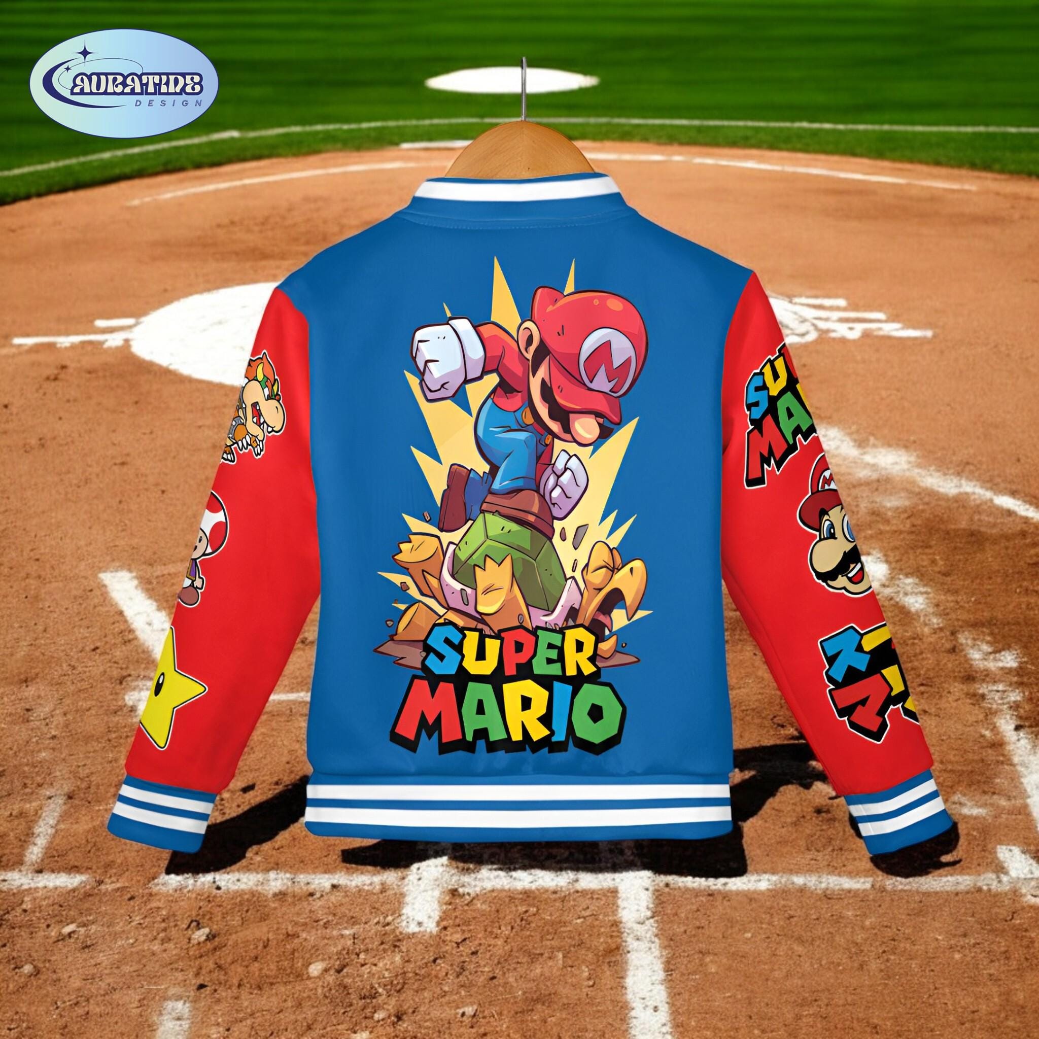Custom Super Mario Baseball Jacket for Men & Kids, Mario Bros Game ...