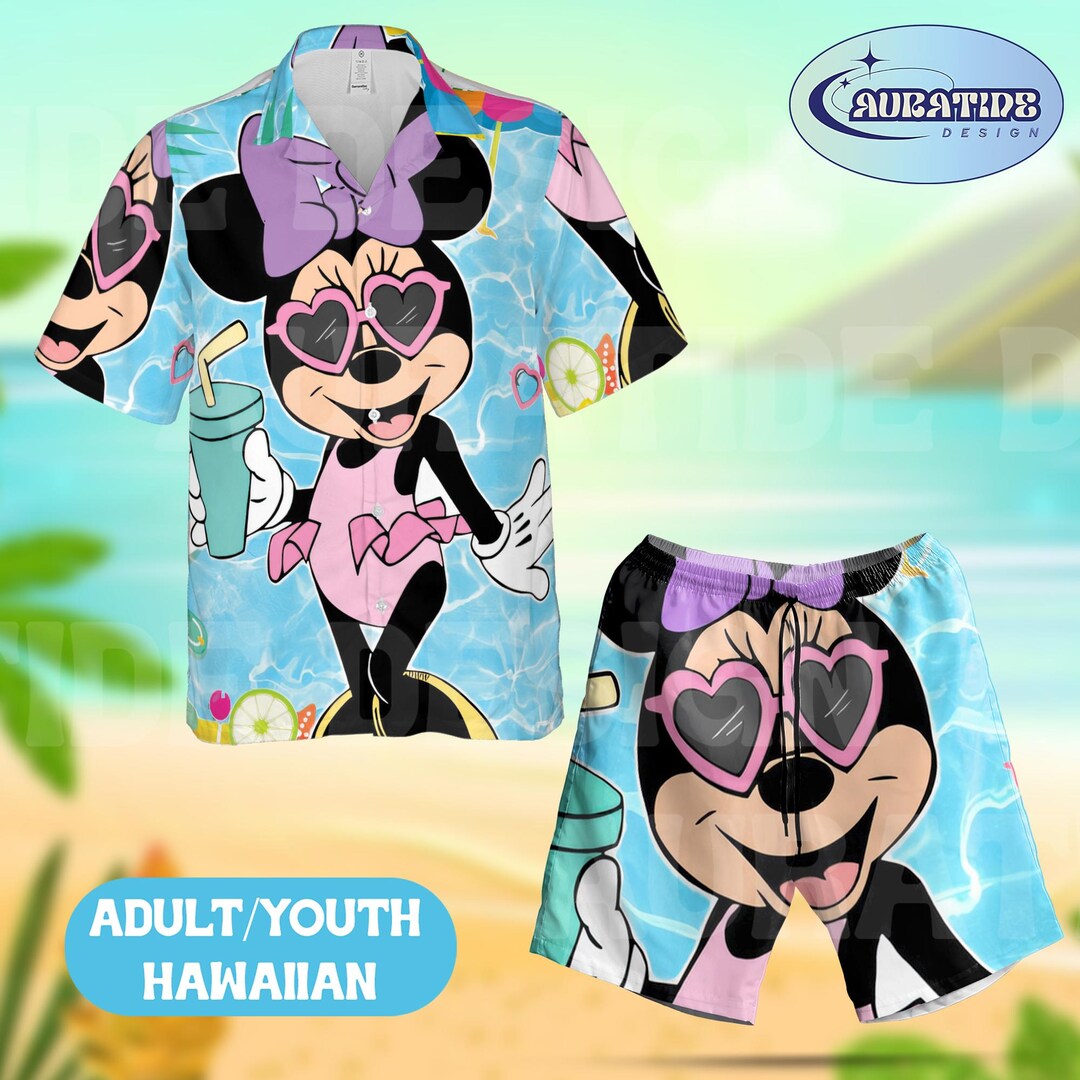 Minnie Mouse Pool Party Hawaiian Set, Disney Tropical Beach Heart ...