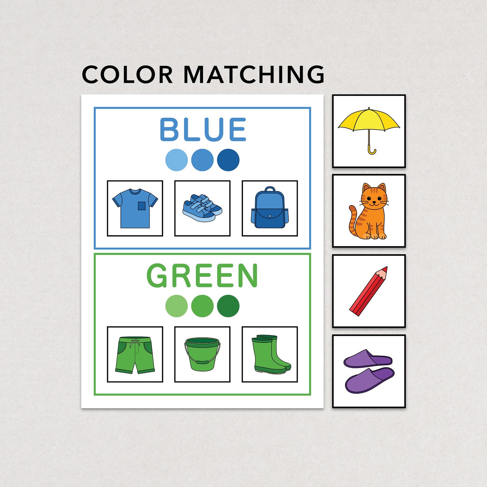 Color Matching Activity Educational Printable: Recognition & Sorting ...