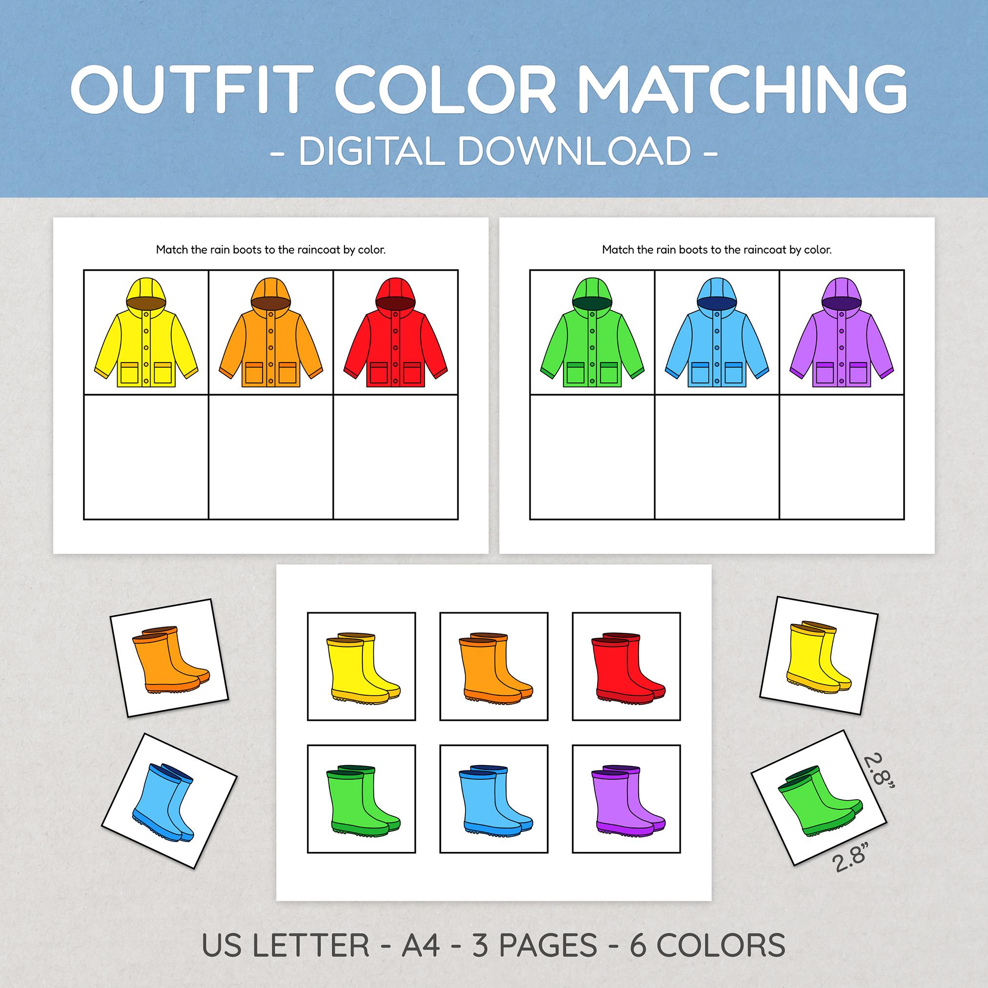 Outfit Color Matching Worksheets, Fine Motor Skills, Attention Activity ...