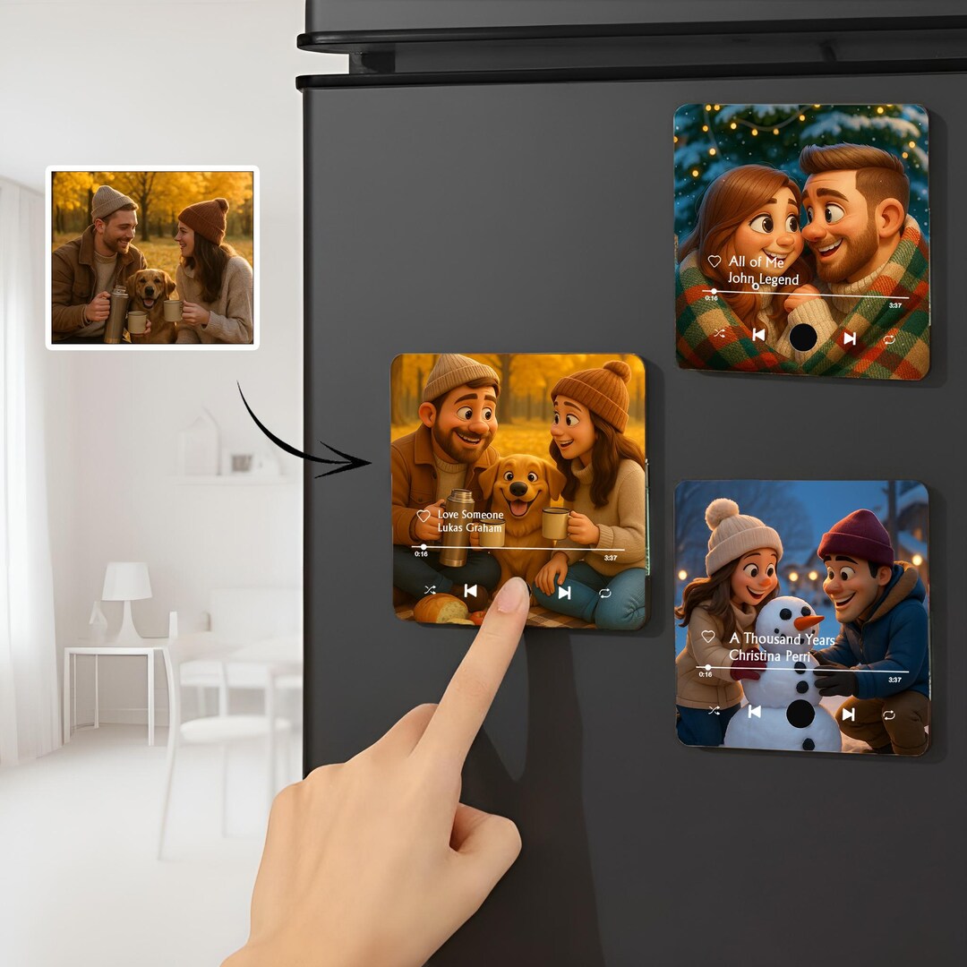 Custom Cartoon Fridge Magnet, Personalized Cartoon Photo Gift, Couple ...