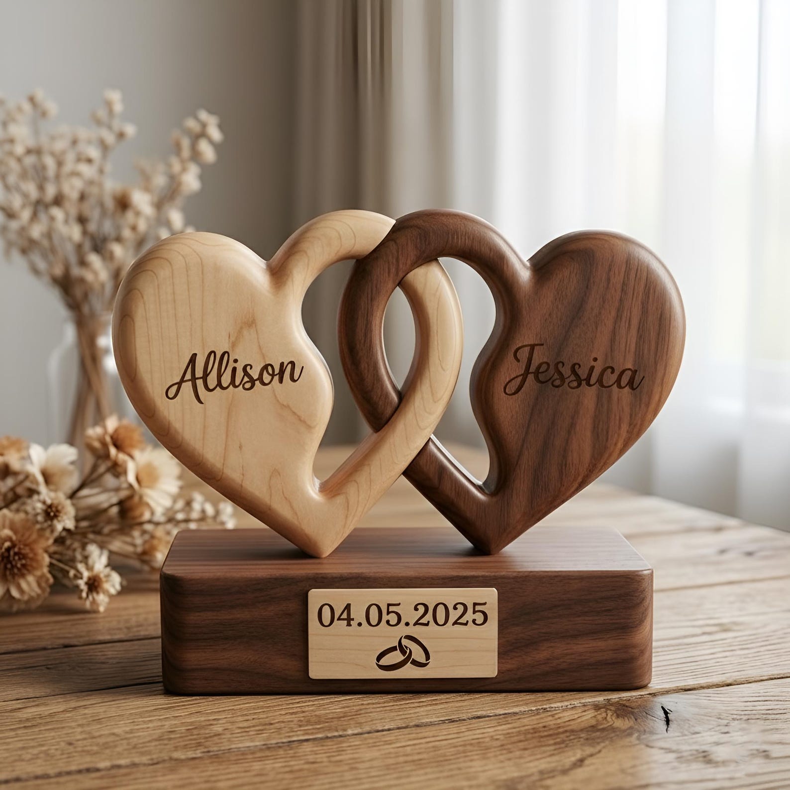 Personalized Couple Heart Acrylic Plaque, Custom Names & Date ...