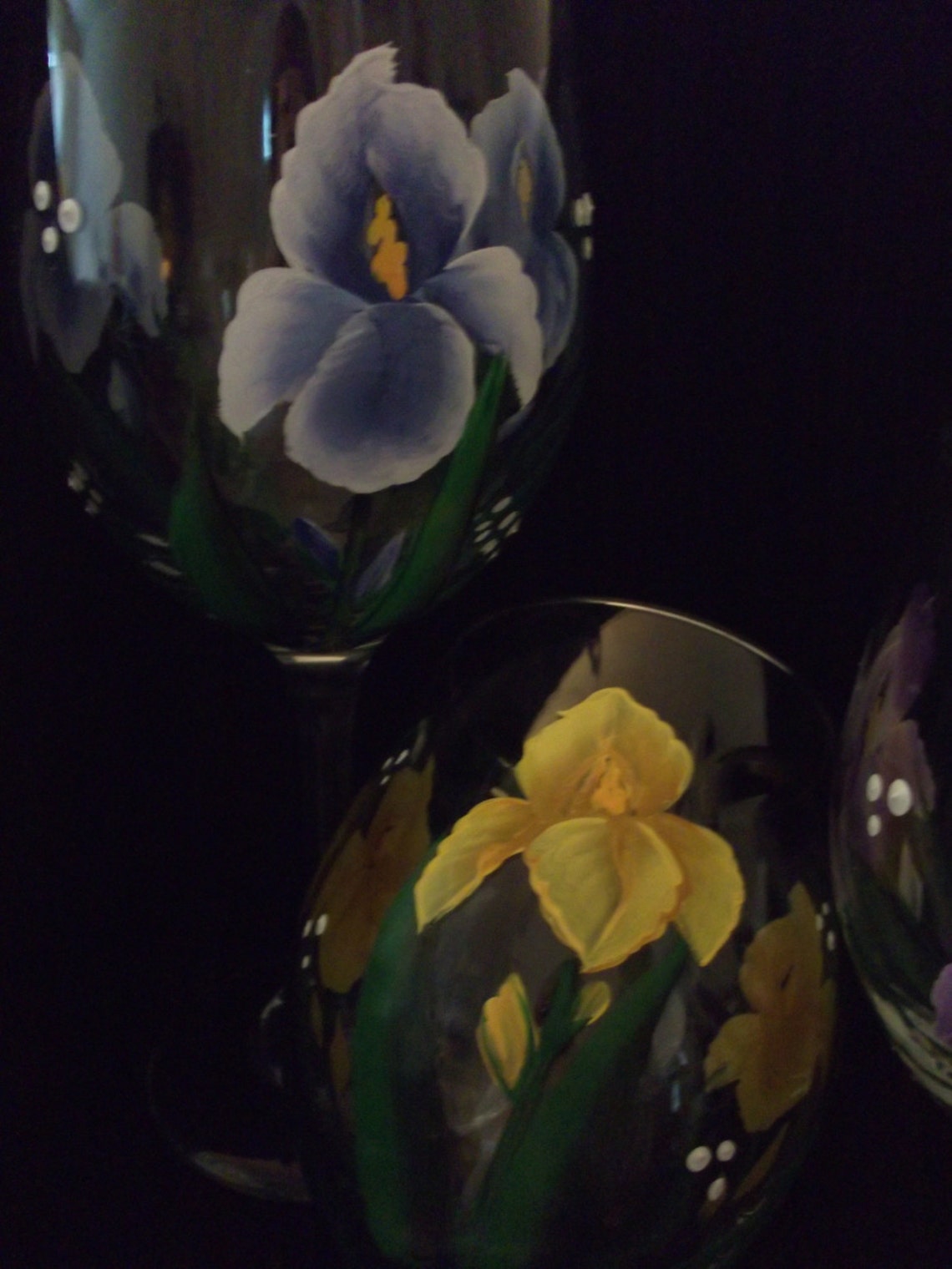 Multi Colored Iris White Wine Stemware With Caddy | Etsy