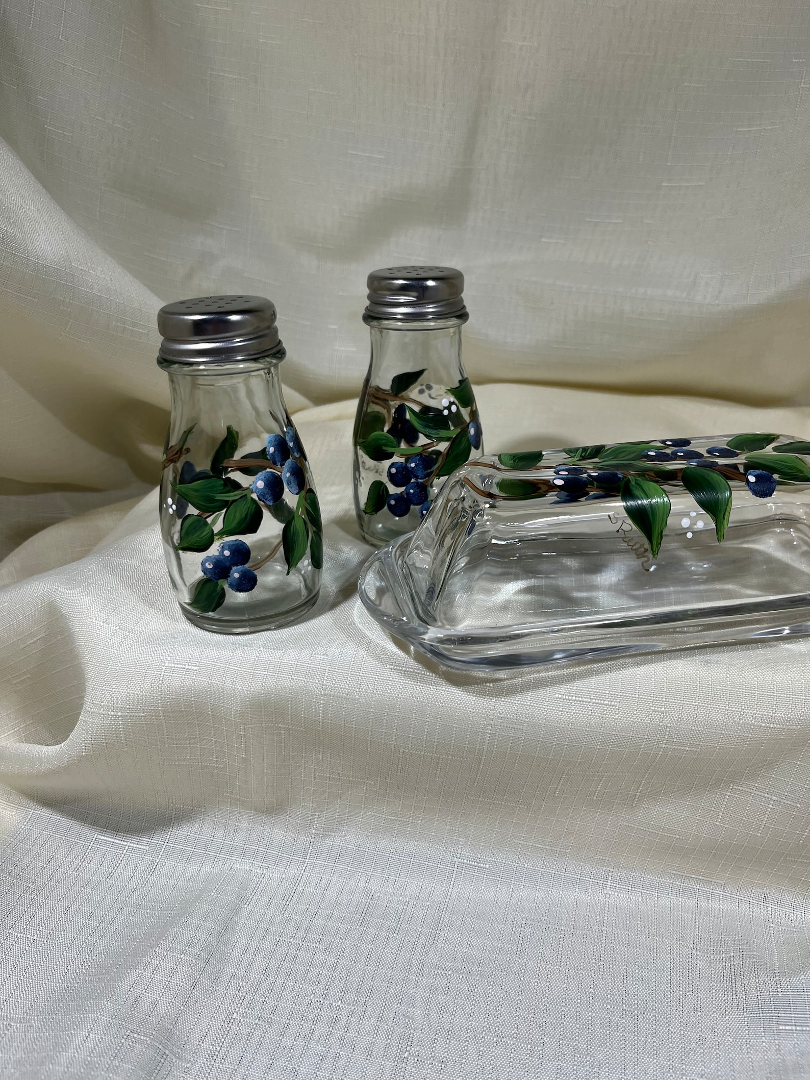 Blueberry Butter Dish With Salt Pepper Set - Etsy