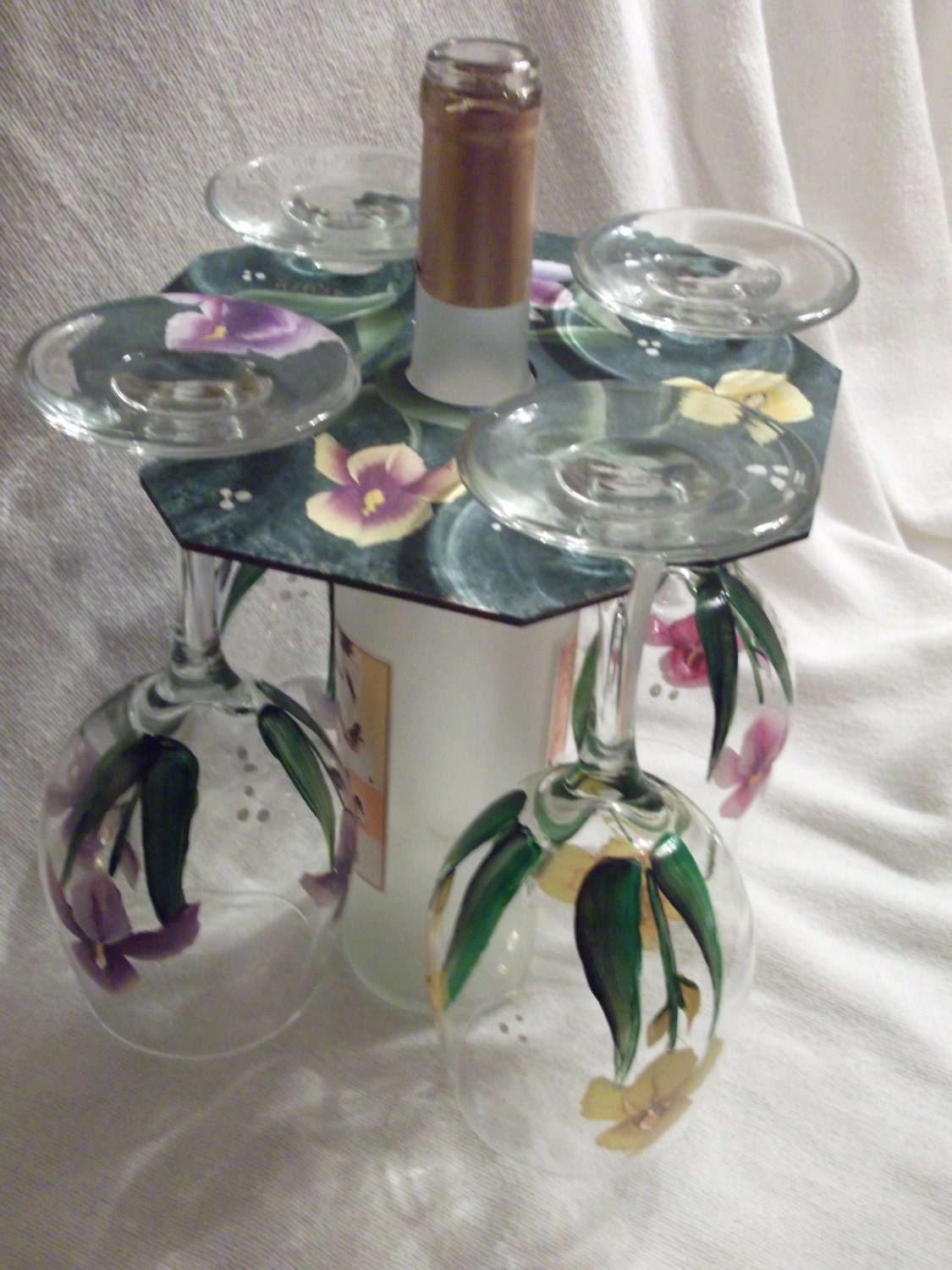 Multi Colored Iris White Wine Stemware With Caddy/ Large - Etsy