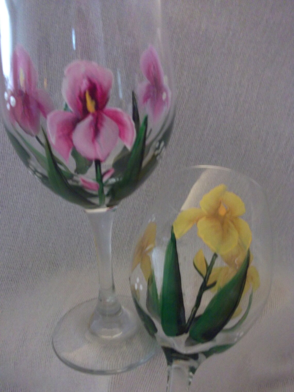 Multi Colored Iris White Wine Stemware With Caddy | Etsy