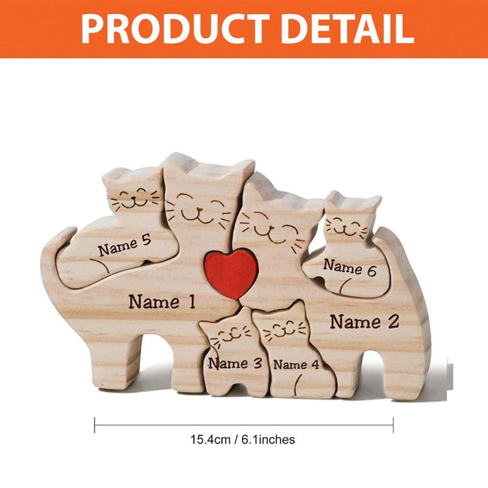 Wooden Cat Family Puzzle, Personalized Pet Family Gift, Personalized ...