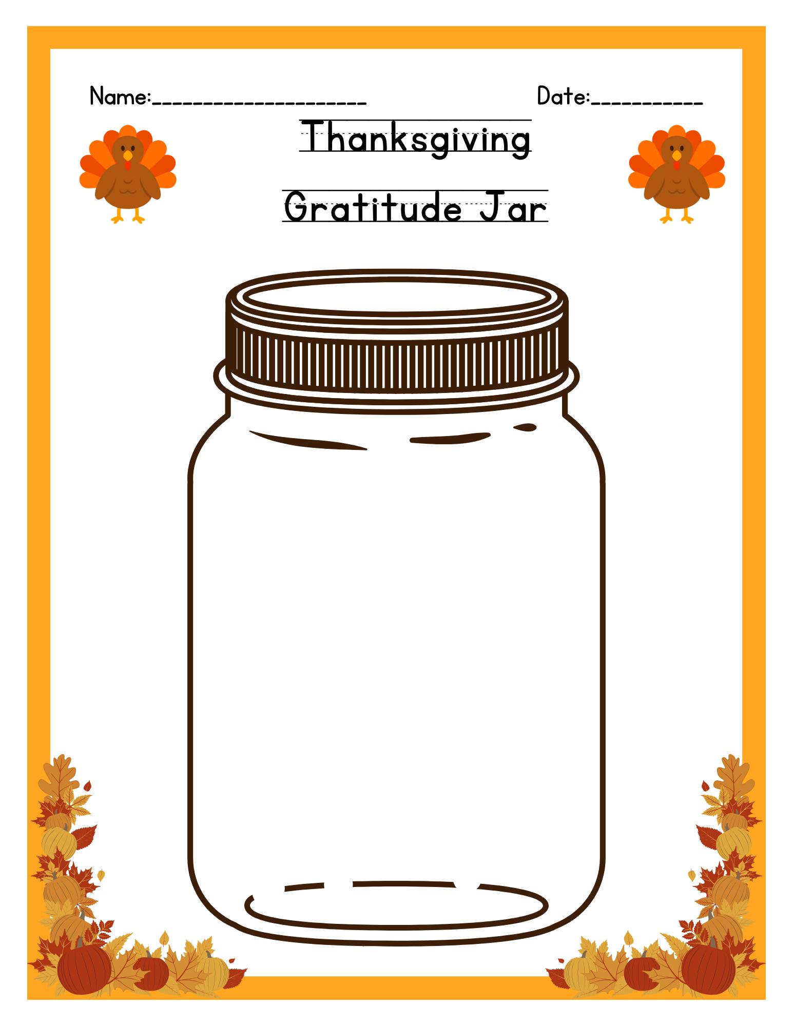 Thanksgiving Gratitude Jar Printable | Kids Thankful Activity (PDF) - Etsy